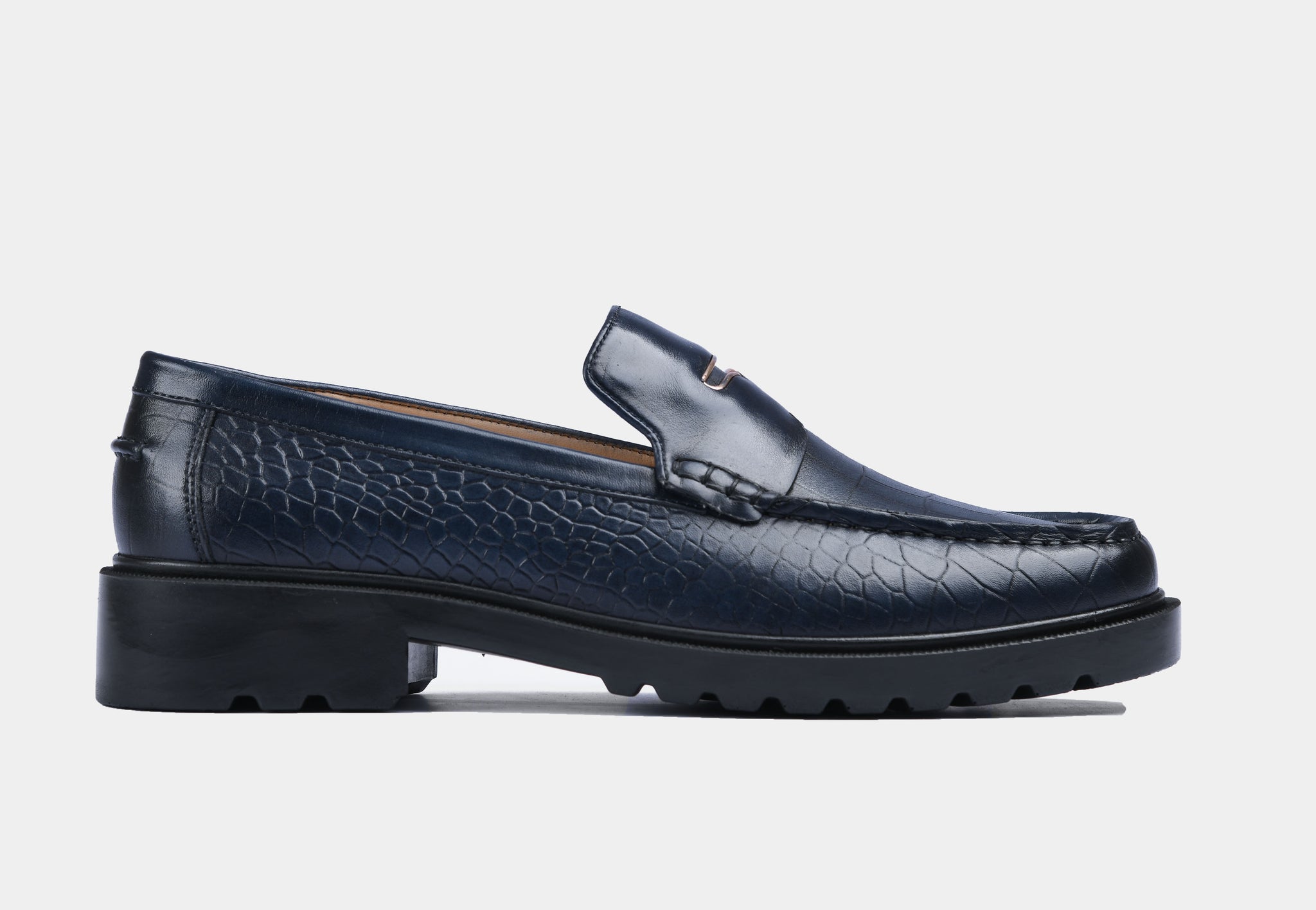 Blue Croc Trim Loafers | SoleSculpt Lite (Sale)